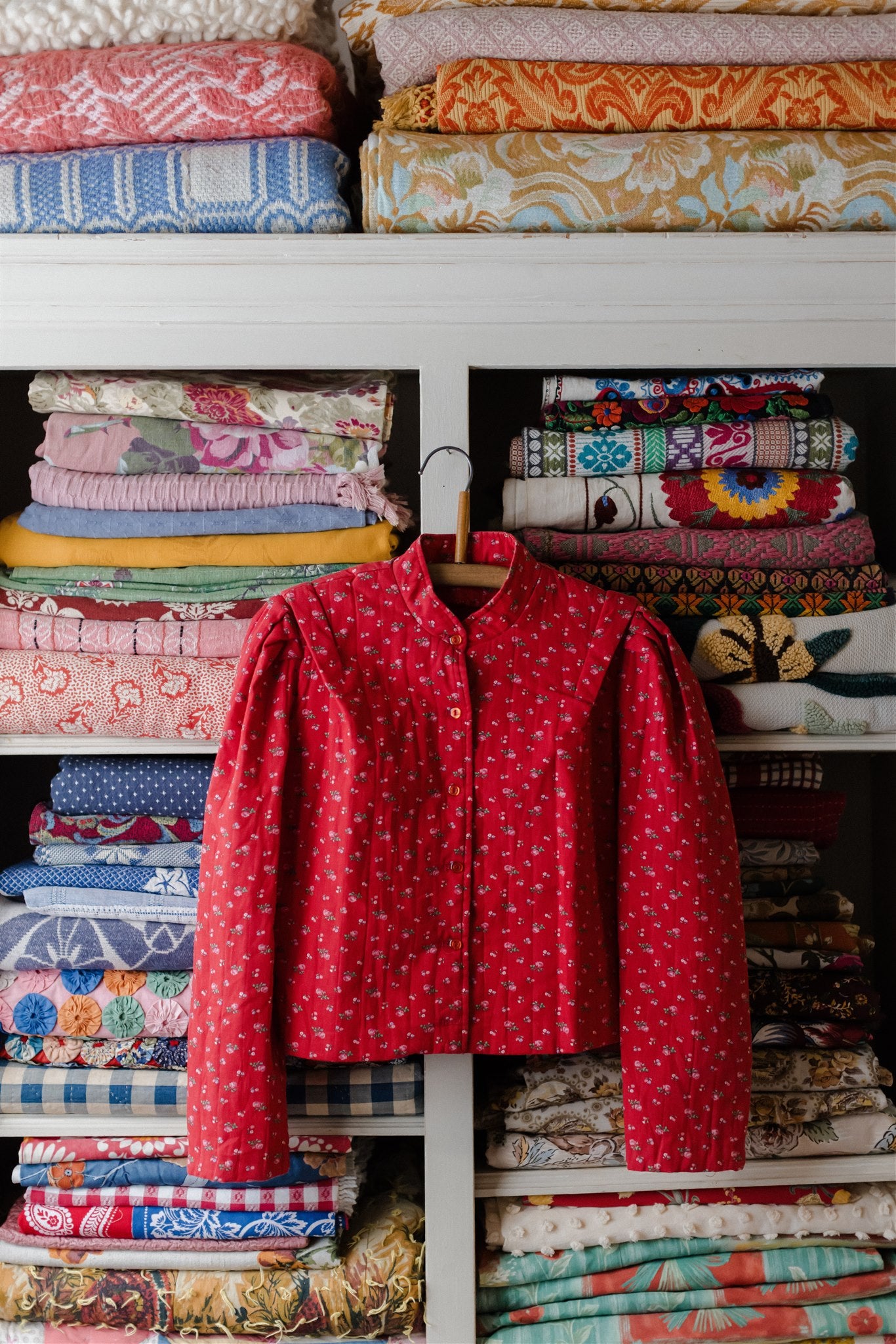 Red Calico Jacket – The Honeybea Shop